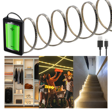 VST Battery Operated 9.8Ft IP65 LED Strip Lights, PIR Motion Sensor ...