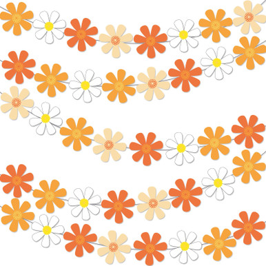 8 Packs Daisy Groovy Banners Boho Daisy Flower Garland Kit Colorful ...