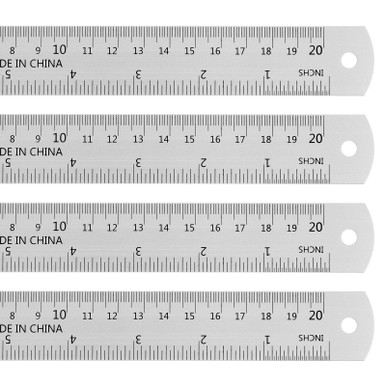 HARFINGTON 4pcs Stainless Steel Ruler 8 Inch 20cm Metric English Ruler ...