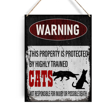 Cat Lovers Signs Wall Decor Rustic Warning This Property is Protected ...