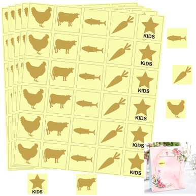 Wedding Meal Choice Stickers for Place Cards 1 '' Gold Meal Sticker ...