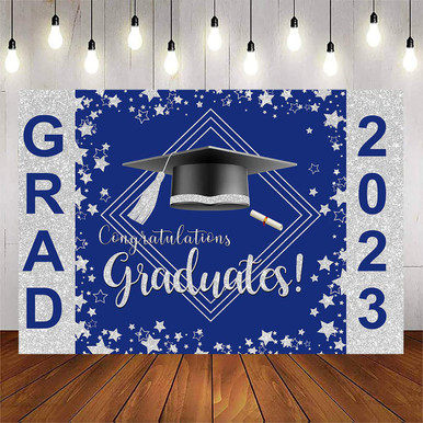Avezano 2023 Graduation Backdrop for Photography Navy Blue and Silver ...