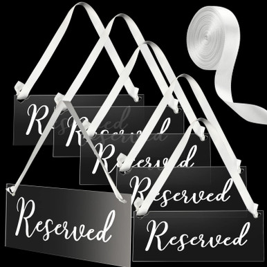 6 Pieces Reserved Signs for Wedding Chairs with a Roll of Ribbon ...