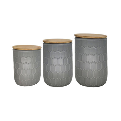 First of a Kind Kitchen Canisters - Gray Stoneware Canisters with ...