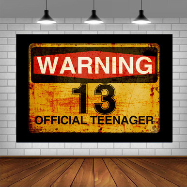 Lofaris 13th Birthday Backdrop Warning Sign Decoration for Boys Girls ...