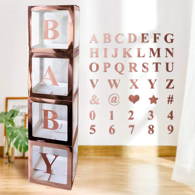 UNIIDECO 4 pcs Rose Gold Clear Boxes for Balloons with 30 Letters 10 ...