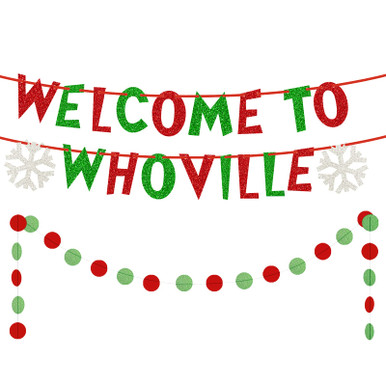 Red and Green Glitter Welcome To Whoville Banner - Grinch Christmas ...