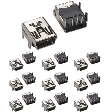 Teansic 20 Pcs Mini USB Type B Female Port 5-Pin 180 Degree DIP SMD SMT ...