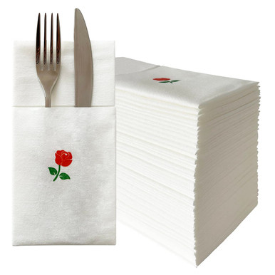 JINYUDOME Dinner Napkins Disposable, Linen-Feel Napkins with Buil-in ...