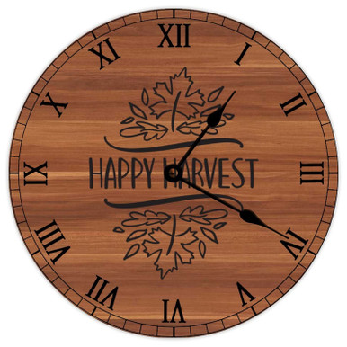 Retro Wall Clock Happy Harvest Wooden Clock Harvest Clock Quartz Silent ...