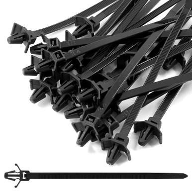 Piutouyar 50 Pcs Black Nylon Push Mount Cable Zip Tie,120mm / 4.7Inch ...