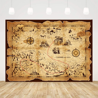 Ticuenicoa Pirate Treasure Map Backdrop for Photography Island Treasure ...