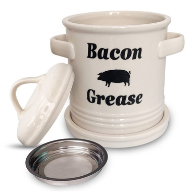 Ceramic Bacon Grease Container With Strainer Lid and Removable Grease ...