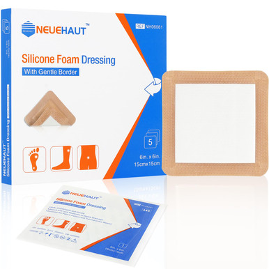 Silicone Foam Dressing with Gentle Adhesive Border 6''x6'', Bed Sore ...