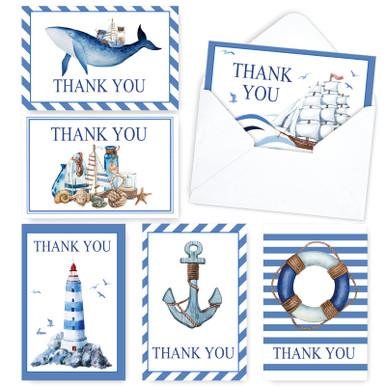 AnyDesign Cruise Staff Thank You Cards Set with Stickers Envelopes 24 ...
