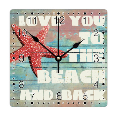 godblessign Ocean Theme Sea Star Wall Clock Beach Square Clocks Summer ...