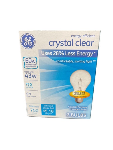 GE Crystal Clear 60W 750 Lumens Energy Efficient General Purpose ...