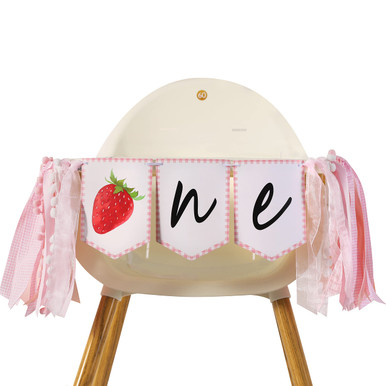 Strawberry one High Chair Banner - Strawberry 1st/first party ...