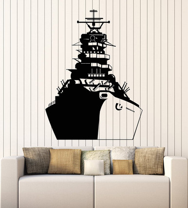 Vinyl Wall Decal Battleship Warship Sea Nautical Military Ship Stickers ...