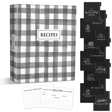 Plaid Recipe Organizer with 50 Recipe Cards 4x6 and Full Page Dividers ...
