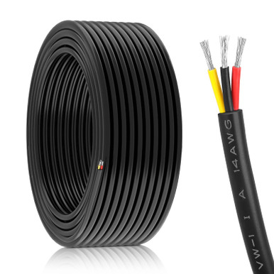 DEKIEVALE 14 Gauge 3 Conductor Electrical Wire, 32.8FT Black Stranded ...