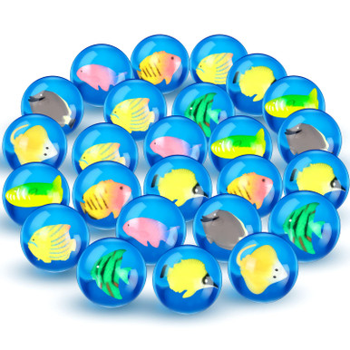 25 Pcs 1.77 '' Clear Rubber Bouncy Balls with 3D Fish Sea Creatures ...