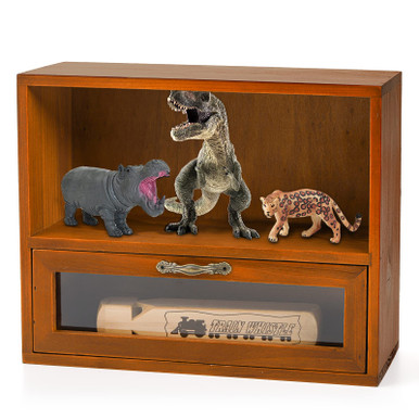Fasmov Wooden Shadow Box, Wooden Display Case with Shelves Freestanding ...