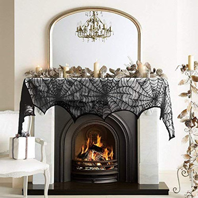 Bealife Lace Fireplace, 18 x 98 Inch Halloween Lace Spiderweb Fireplace ...