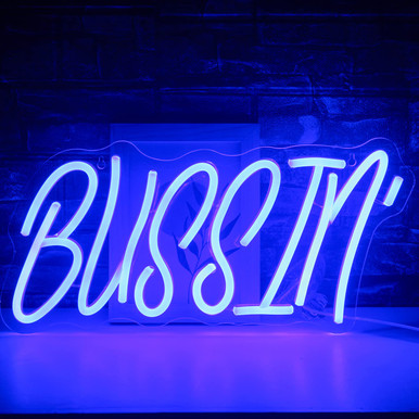 Bussin' Neon Sign USB Powered LED Neon Light Blue Letters Light Sign ...