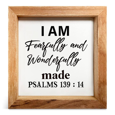 Rustic Style I am Fearfully Bible Verse Wooden Framed Sign, Farmhouse ...