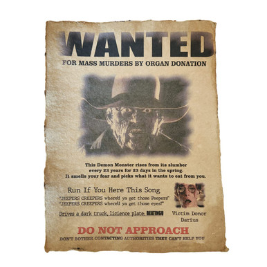 Jeepers Creepers aged printed Wanted Poster, Halloween Prop, Wall Art ...