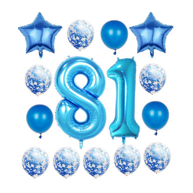 81th Birthday Decorations Party Supplies,Blue Number 81 Balloon,40 Inch ...