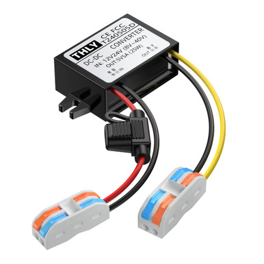 12V to 5V Step Down Converter 5A 25W with Fuse Waterproof and Wire ...
