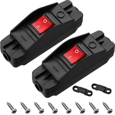 2 Pieces 20A Heavy Duty Inline Cord Switch Black On/Off Rocker Switch ...