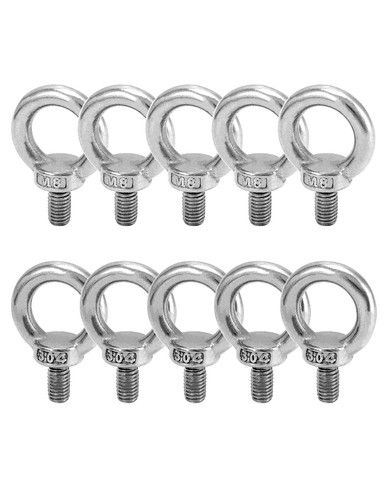QWORK Lifting Ring Eye Bolts, 10 Pack M8 x 14mm 304 Stainless Steel ...