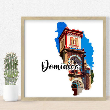 Dominica Wood Framed Sign Rustic Decor Hanging Travel City World Poster ...