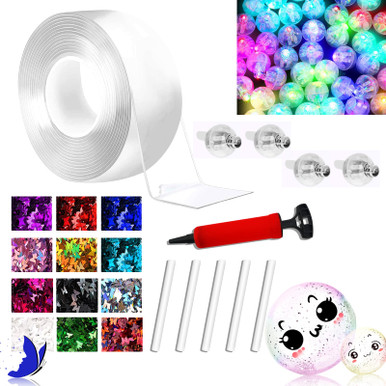 Nano Tape Bubbles Kit, Super Elastic Bubble Balloons with 5 Pcs Straws ...