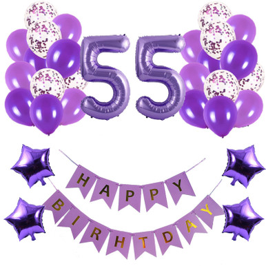 55th Birthday Party Decorations Kit Happy Birthday Banner with Number ...