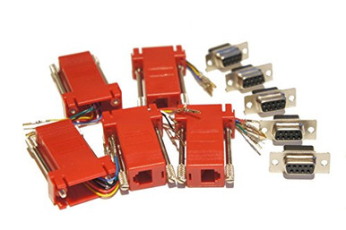 Pack of 5 Red DSub 9 Pin DB9 Female to RJ12 6p6c Female Modular ...