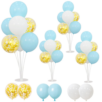 4 Balloon Stand Kit For Table With Base Baby Blue Balloons Holder Baby ...