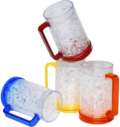 Drinking Glasses Cups, Double Wall Gel Freezer Beer Mugs, Freezer Ice ...