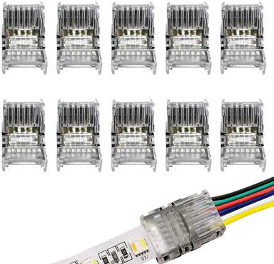 LINGLING 10PCS 12MM 6PIN RGBWW LED Strip Connector LED Strip to Wire ...
