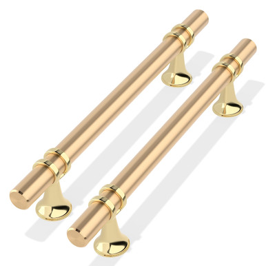 OYX 12Pack 5inch Cabinet Handles Gold Dresser Pulls, Solid Gold Handles ...