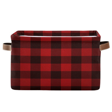 Kigai Red Buffalo Plaid Storage Basket Collapsible Rectangle Storage ...