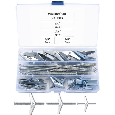 24 Pcs Toggle Bolt and Wing Nut Set, Wall Anchors and Screws, Phillips ...