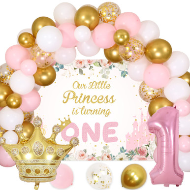 Little Princess 1st Birthday Decorations for Girls, Pink White and Gold ...