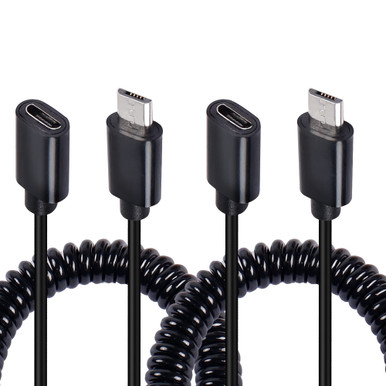 MEIRIYFA Micro USB Extension Cable, 2Pack Coiled Micro USB 5Pin Male to ...
