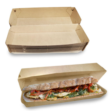 MT Products Kraft Paper Sandwich Hoagie or Sub Box - 11.5" x 3.5" x 3 ...