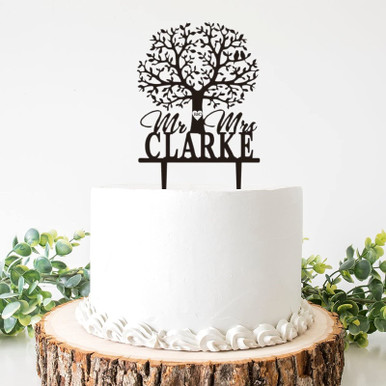 Rustic Wedding Cake Topper Love Tree with Birds on Branch Cake Topper ...
