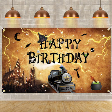 Wizard Birthday Banner Backdrop Large Magical Wizards Banner Background ...